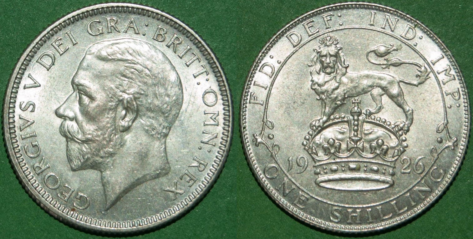 George V 1926 Modified Effigy Shilling - RP Coins